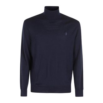 Polo Ralph Lauren Schwarzer Pullover mit langen &Auml;rmeln und Logo - - Knitwear - Herren - Blau - XL
