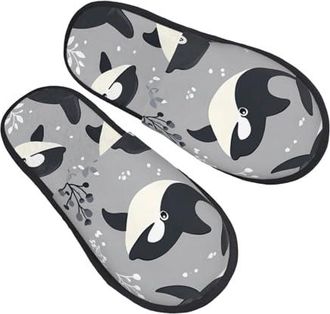 Generic L&eacute;g&egrave;re Pantoufles Femmes Baleine de dessin anim&eacute; de loc&eacute;an et corail marin Chaussures Chaud Chaussons Femme pour Maison Hiver Ext&eacute;rieur M