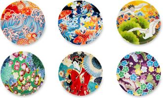 Excelsa Kimono Set mit 6 Porzellantellern f&uuml;r Aperitif und Desserts, japanisches Design, dekorativ