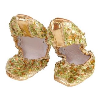 BESTONZON Chaussures de Danse Latines Antidérapantes à Paillettes Dorées Semelle Ronde Taille M Chaussures de Ballet Résistantes à LUsure pour Danse Contemporai