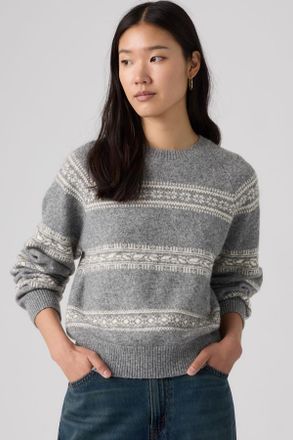 Levi's Jolie Fairisle Crewneck Sweater - Femme - Gris / Coralie Fairisle V8 Heather Grey - XS