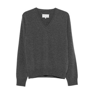 Maison Margiela Pullover mit V-Ausschnitt aus Schurwolle - - Knitwear - Damen - Grau - M