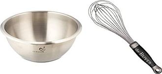 De Buyer 3373.20 -Bassine 1/2 sph. Inox Fd Silicone ø 20 & 2610.25 -fouet professionnel fils inox goma 25cm