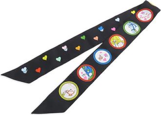 Hermès foulard Tea Time Twilly en soie (2010-2025) - Noir