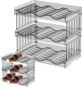 Generic Weinregal f&uuml;r Arbeitsplatte, Weinflaschenhalter, 3-st&ouml;ckiger Wein-Organizer | Kapazit&auml;t f&uuml;r 9 Flaschen, stapelbare K&uuml;chenvorratskammer und Lagerregal