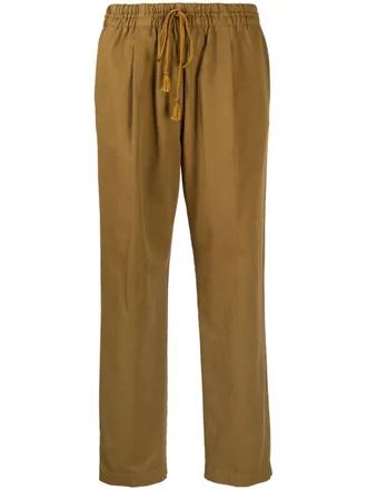 Forte_Forte pantalon droit &agrave; lien de resserrage - Marron
