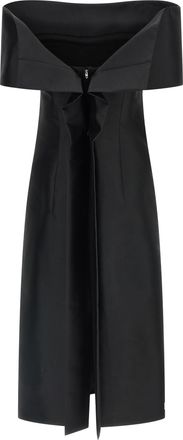 Jil Sander Off-Shoulder Silk Blend Dress - Black