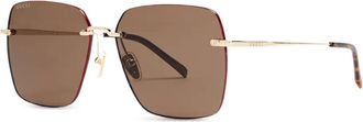 Gucci Sonnenbrille mit eckigem Gestell - Rot