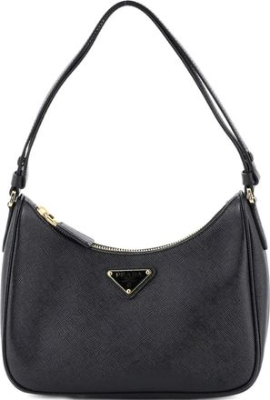Prada Adjustable Handle Zip Saffiano Leather Mini hobo bag - Schwarz
