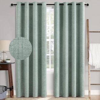 Miulee Rideaux Opaques Rideaux isolants Thermiques avec Oeillets Rideaux en Lin 100% Opaques Rideaux occultants de Protection Contre Le Froid pour Le Salon L