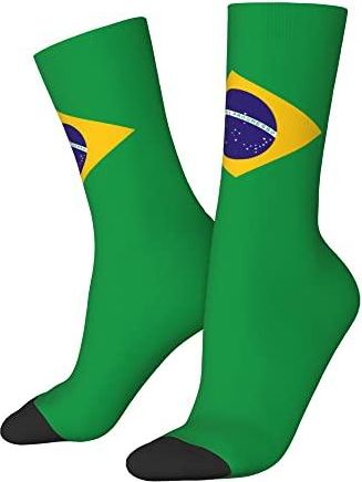 IUBBKI Drapeau du Br&eacute;sil Chaussettes folles dr&ocirc;les Unisexe Nouveaut&eacute; Cool Funky Chaussettes imprim&eacute;es en 3D