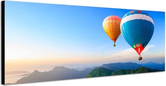 Paul Sinus Art Panoramabild auf Leinwand und Keilrahmen 120x40cm Heißluftballons Berge Landschaft