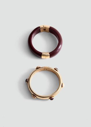 Mango Lot de 2 bracelets au design irr&eacute;gulier or - Femme - Taille unique - MANGO