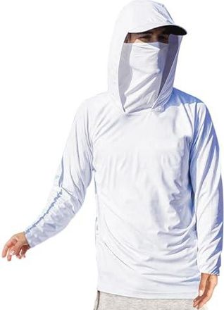 Generic Chemise de protection solaire &agrave; manches longues pour homme - Tendance - S&eacute;chage rapide - L&eacute;ger et respirant - Avec masque - Sports nautiques - Ext&eacute;rie