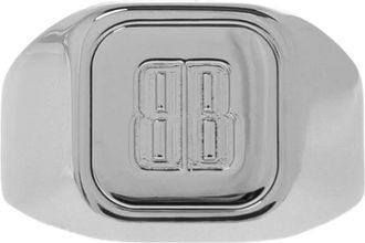 Balenciaga Nano Signet Ring mit Logo-Detail - Silber
