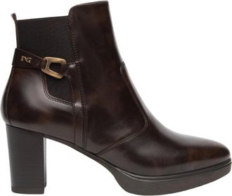 Nero Giardini Stiefeletten aus Leder und Stoff - - Shoes - Damen - Braun - 39 EU