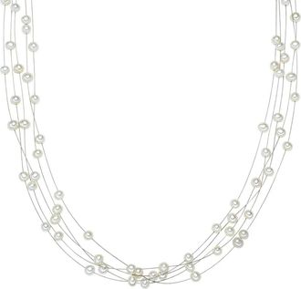 Valero Pearls Halskette - Sterling Silber Perlen-Kette S&uuml;&szlig;wasser-Zuchtperle - Gr. unisize - in Wei&szlig; - f&uuml;r Damen