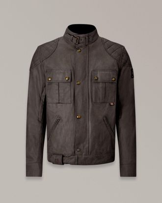 Belstaff Belstaff Veste Motard Brooklands pour homme Coton ciré Brun acajou Taille 2XL