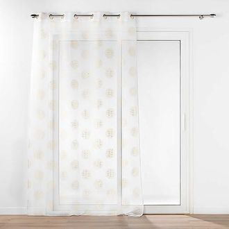 Douceur d'Intérieur Sixtine Ösenvorhang, durchscheinend (140 x 240 cm), Gold, Sablé-Voile mit metallischem Druck