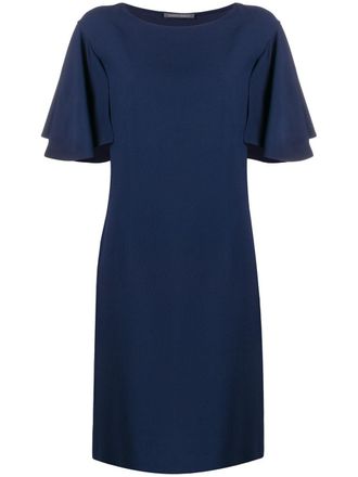 Alberta Ferretti robe droite à manches volantées - Bleu