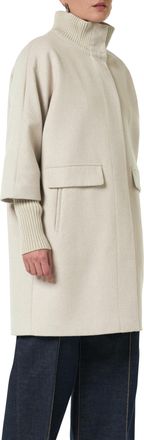 Comma Wollmantel mit geripptem Kragen und &Auml;rmeln