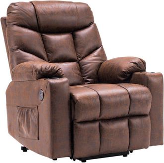 MCombo Mcombo - m Elektrische Aufstehhilfe Fernsehsessel Relaxsessel Retro Stil usb Mikrofaser Braun7286