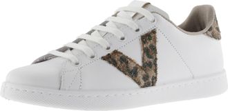 Victoria Sneaker Tennis Leder & GlitzerEins&auml;tzen & Animal-Print 1125188 f&uuml;r Damen Taupe 39