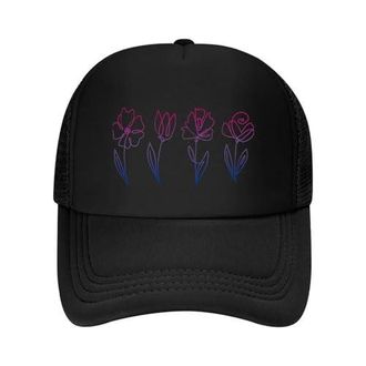 Generic Casquettes de Baseball pour Hommes Gar&ccedil;ons, Fleurs subtiles de fiert&eacute; bisexuelle Dessin de Drapeau Bisexuel Casquette de Designer Casquette Casquette 