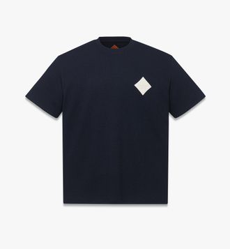 MCM Bouclé-T-Shirt mit Logoaufnäher