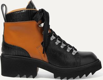 Chlo&eacute; Bella Schn&uuml;rstiefel Aus Leder Mit Eidechseneffekt - Braun