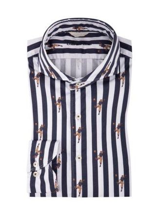 Stenstr&ouml;ms Hemd mit Soccer-Streifen, Fitted Body in Marine