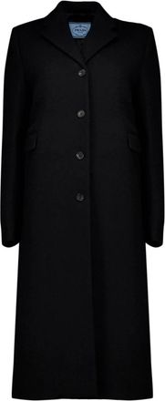 Prada Einknopf Wollmantel - - Coats - Damen - Schwarzk - S