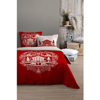 Douceur d'Int&eacute;rieur Douceur Dint&eacute;rieur - Parure housse de couette valloire rouge 240 x 220 cm - 100 % coton - 220x240cm - Rouge