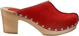 Estro & Luminara Sabots Femme en Cuir Chaussures Hôpital Mules Femmes Sabots Orthopédiques CDL03 (Rouge, 40)