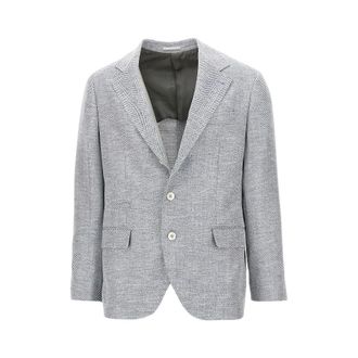 Brunello Cucinelli Blazer d&eacute;structur&eacute; &agrave; motif chevron - Homme - Vestes - Bleu - Taille: M