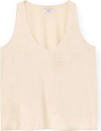 Motivi Femme, Tops, Blanc, Taille: 46 FR Top en satin de viscose avec d&eacute;collet&eacute; profond