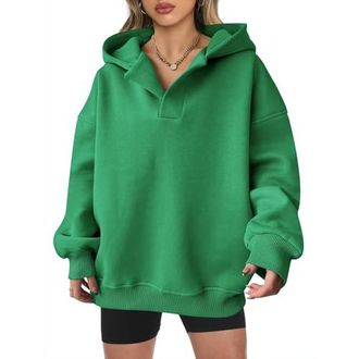 Generic Sweat &agrave; capuche &agrave; manches longues et col en V pour femme, pull surdimensionn&eacute;, v&ecirc;tements Y2K, tenues de mode dautomne 2026, Vert, XXL