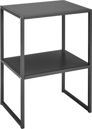 home24 Beistelltisch, Dunkelgrau, Metall, Holzwerkstoff, rechteckig, U-Form, 33x60x43 cm, Wohnzimmer, Wohnzimmertische, Beistelltische, Beistelltische Metall