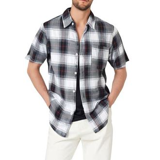 Generic Chemise boutonn&eacute;e &agrave; manches courtes pour homme - Col &agrave; revers - Chemise d&eacute;t&eacute; tendance - L&eacute;ger - Haut de sport infroissable - Coupe classique - Vichy, 