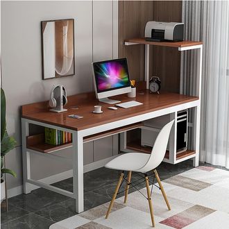 Generic Moderner Computertisch mit Ablagefächern, Arbeits- und Gaming-Schreibtisch, großer Büroschreibtisch, Stehpulte mit Druckerplatz, Geschäftsmöbel for da