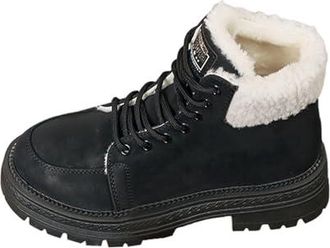 Generic Bottines Femme dHiver Lacets Doublure En Peluche Chaude R&eacute;tro Bottes Courtes Plates Semelle Antid&eacute;rapant Chaussures de Marche L&eacute;g&egrave;res Confortables Fem