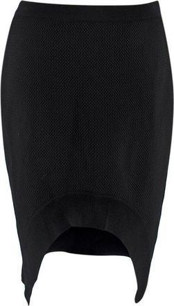 Givenchy Black Textured Knit Curved Hem Mini Skirt Size M
