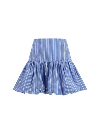 Ganni Womens Skirt Mini Balloon Striped Nouvean Navy Cotton