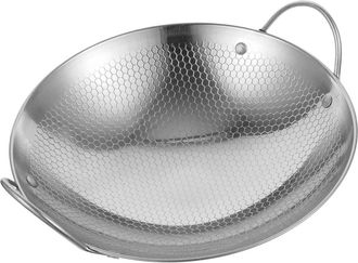 Garneck Edelstahl Wok Pfanne Mit Doppelgriff Kleiner Metallwok F&uuml;r Gasherd Hitzebest&auml;ndig Und Formstabil Camping Und K&uuml;chenkochtopf