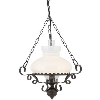 Searchlight Searchlight Hurricane - Luminaire suspendu rustique &agrave; 1 lumi&egrave;re avec abat-jour en verre opale, E27
