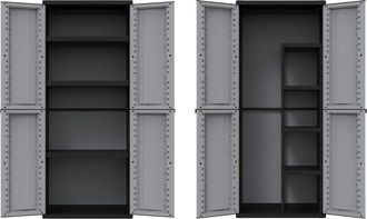 Kreher Kunststoffschränke | Aufbewahrungsschrank in neutraler Optik. Mit höhenverstellbaren Böden und abschließbaren Türen