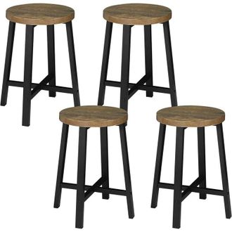 Woltu Woltu - Lot de 4 Chaises Salle &agrave; Manger Tabouret Cuisine, Style Industriel, Marron Rustique+Noir