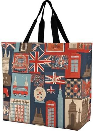 Generic Symboles De LAngleterre Sac A Main Femmes R&eacute;utilisable Tote Bag Pliable Sac Courses Pour Universit&eacute; Gym Voyage