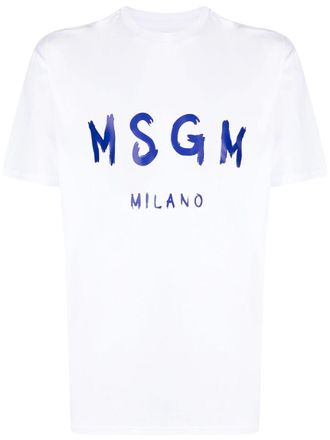 Msgm t-shirt en coton à logo imprimé - Blanc