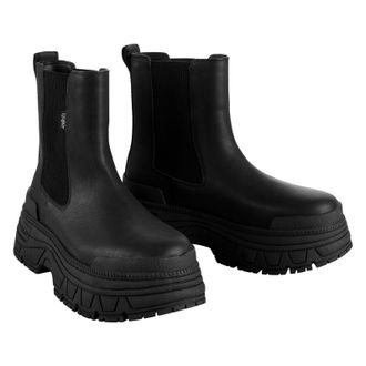Buffalo Damen Stiefel Schuhe Stiefeletten Fusion Chelsea, Farbe:Schwarz, Schuhgr&ouml;&szlig;e:EUR 39, Artikel:-Black